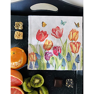 20-ct 6.5 Tulip Mother's Day Decorative Napkins for Decoupage Butterfly Napkins Floral Napkins Paper Floral Paper Napkins Lunch Dinner Pretty Flower Napkins Wedding Birthday Tea Valentine Napkins