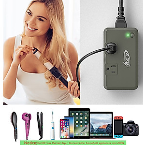 230w Voltage Converter 240V/220V to 120V/110V Key Power International Power Converter Travel Kit - Travel Adapter Use for USA Appliance Hair Straightener, Overseas in Europe, Australia, UK, Italy, etc