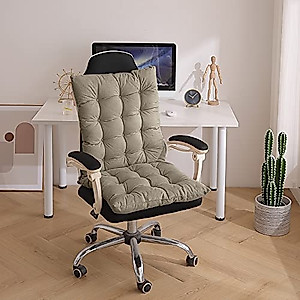 Tiita Rocking Chair Cushion with Ties Overstuffed Seat Back Cushion Pad Tufted Pillow for Outdoor Indoor Home 21" x 17"/17" x 17", Light Brown