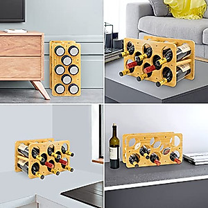 Utoplike Wine Bottle Holder, Wine Racks Countertop, Bamboo Wine Rack Table for 8 Bottles, Sturdy and Durable Wine Racks Free Standing, Bottle Storage Rack for Cupboard, Wooden Water Bottle Storage