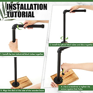 Juexica Hand Towel Holder Stand 15 Inch Farmhouse Towel Holder Towel Racks Hand Towel Stand with Heavy Base for Bathroom Kitchen Countertop Desktop Standing, Black (L Style)