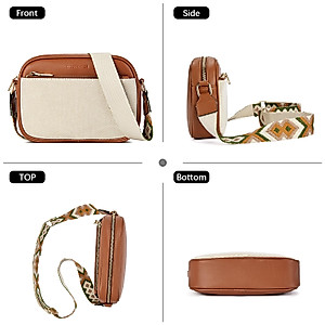 BOSTANTEN Quilted Crossbody Bags for Women Vegan Leather Purses Small Shoulder Handbags with Wide Strap Brown with Cloth Pattern