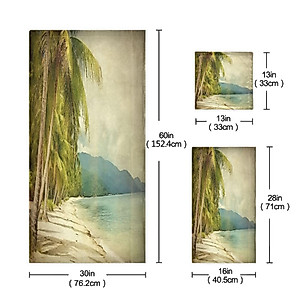 Flradish Tropical Palm Trees Towels 3 Pack Bath Towels for Bathroom Set Soft Cotton Highly Absorbent Lightweight & Quickdry Towel Set 1 Bath Towel,1 Hand Towel,1 Washclothe
