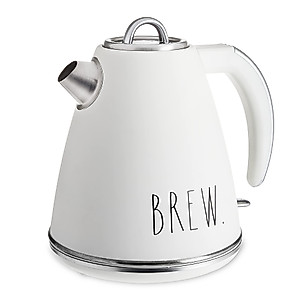 Rae Dunn Electric Water Kettle - Stainless Steel Coffee Maker, 1.5 Liter Tea Kettle, Electric Hot Water Kettle with Automatic Shut Off Boil-Dry Protection, 1500 Watt Boiling Power (Cream)