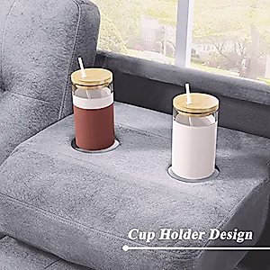 UBGO Sectional, Living Room Furniture Sets,L-Shaped Storage Ottoman&Cup Holders,Upholstered Couch for Large Space Apartments,3-Seate Sofa with Extra Wide Reversible Chaise,Gray