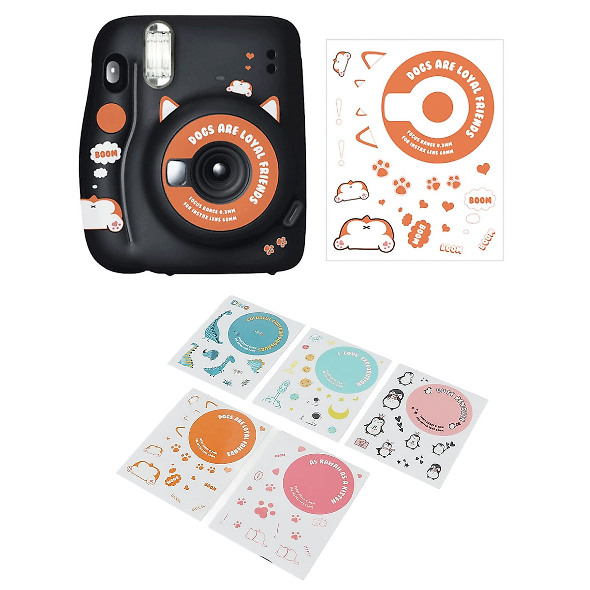 Colored Stickers, PVC 5 Different Designs Camera Stickers for Protective Covers Space Animals Series