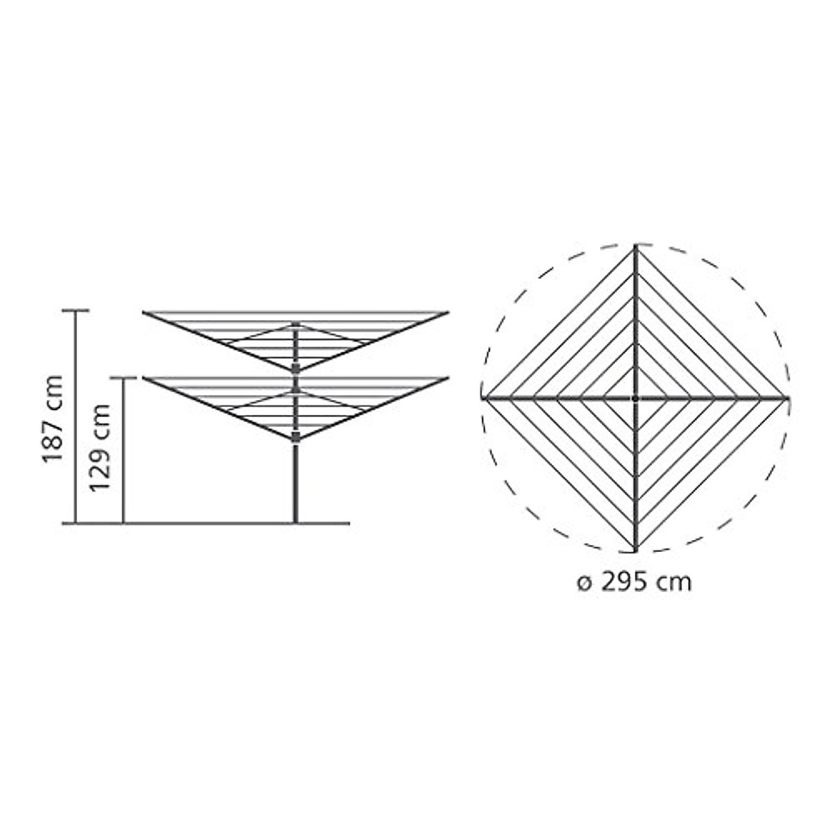 Brabantia Lift-o-Matic Rotary Dryer, 197 Feet, Metallic Gray & Honey-Can-Do DRY-01375 Wood Clothespins with Spring, 50-Pack, 3.3-inches Length,Brown