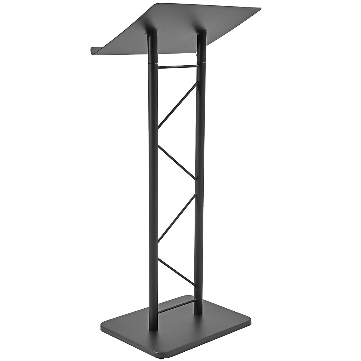 Kingdom KML7B Large Portable Lectern, Stand Up Church Pulpit, Slanted Lectern, Conference Podium for Speakers, Speeches and Other Occasions- Truss Lectern, Black Powder Coat Finish, Metal