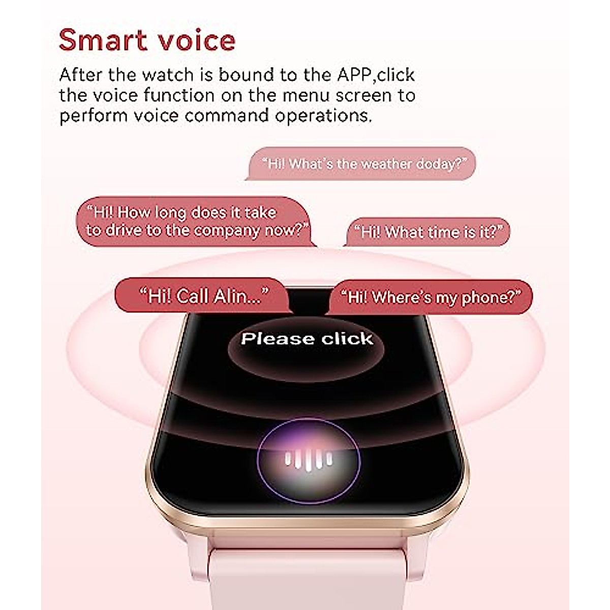 LIGE Smart Watch for Women with Android iOS, 1.83 Inch Bluetooth Calls/Real-Time Notification Smartwatch, 100 Sports, IP68 Waterproof Healthy Fitness Tracker, Pink