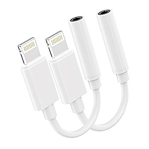 Lightning to 3.5 mm Headphone Jack Adapter,MFi Certified 2 Pack iPhone 3.5mm Jack Aux Dongle Cable Earphones Headphones Converter Compatible with iPhone 13/13 Pro/12 Pro/11/11 Pro/X XR XS 8 7 SE