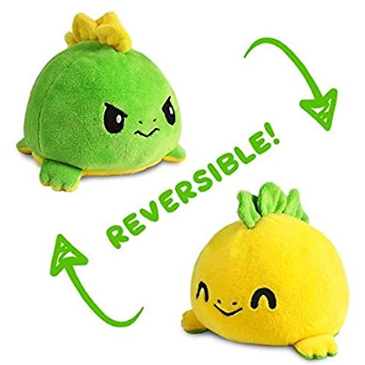 TeeTurtle - The Original Reversible Dinosaur Plushie - Green + Yellow Stegosaurus - Cute Sensory Fidget Stuffed Animals That Show Your Mood