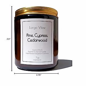 All-Natural Pine, Cypress, Cedarwood Aromatherapy Essential Oil Candle, Safe for People and Pets, Made with Pure Sustainable Organic Vegan Coconut Wax, Allergy Friendly, Non Toxic, Zero Waste