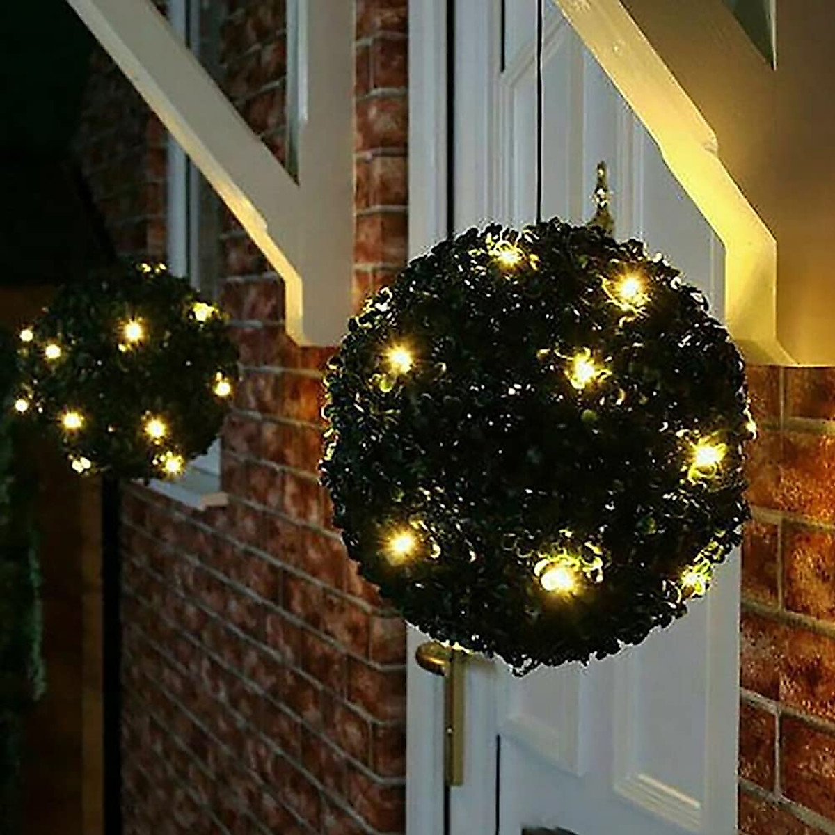 Beaupretty Solar Grass Ball Light Decorative Grass Balls Green Solar Lights Outdoor Artificial Topiary Plant Round Grass Flower Garland Decorations Garden Solar Lamp Warm White Plastic Lob