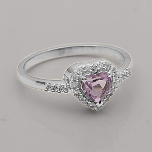Shine Jewel Heart Cluster Ring! Natural Purple Amethyst 5 MM Heart Cluster Ring (6)