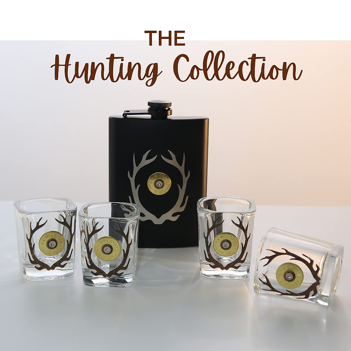 HAMILO Shotgun Shell Deer Hunting Shot Glass Set Of 2, 2 Oz, Funny Novelty Shot Glasses, Decorative Shot Gun Shell Gift for Hunting&Gun Lovers, Cool Bullet Cowboy Shot Glass, Mom, Dad, Teacher, Friend