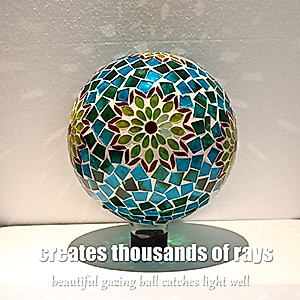 VCUTEKA Gazing Ball, Glass Mosaic Gazing Balls Sphere for Garden Lawn Outdoor Ornament Yard Decorative, 10-Inch, Flowers
