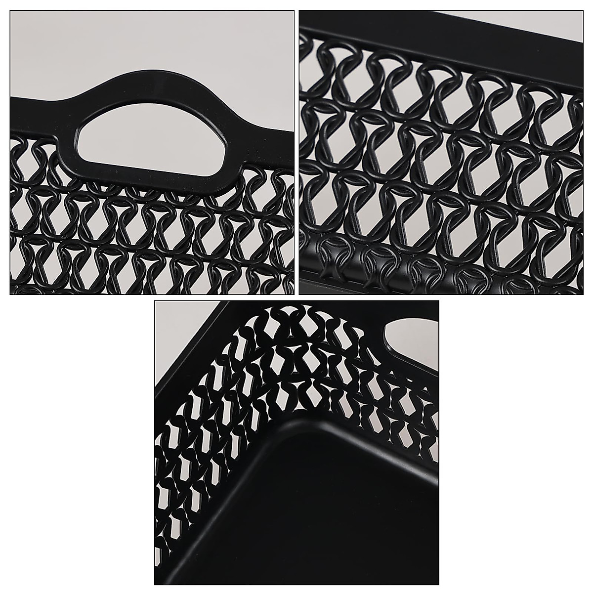 Melontray Set of 12 Small Plastic Storage Basket Tray, Plastic Weave Storage Baskets, Black