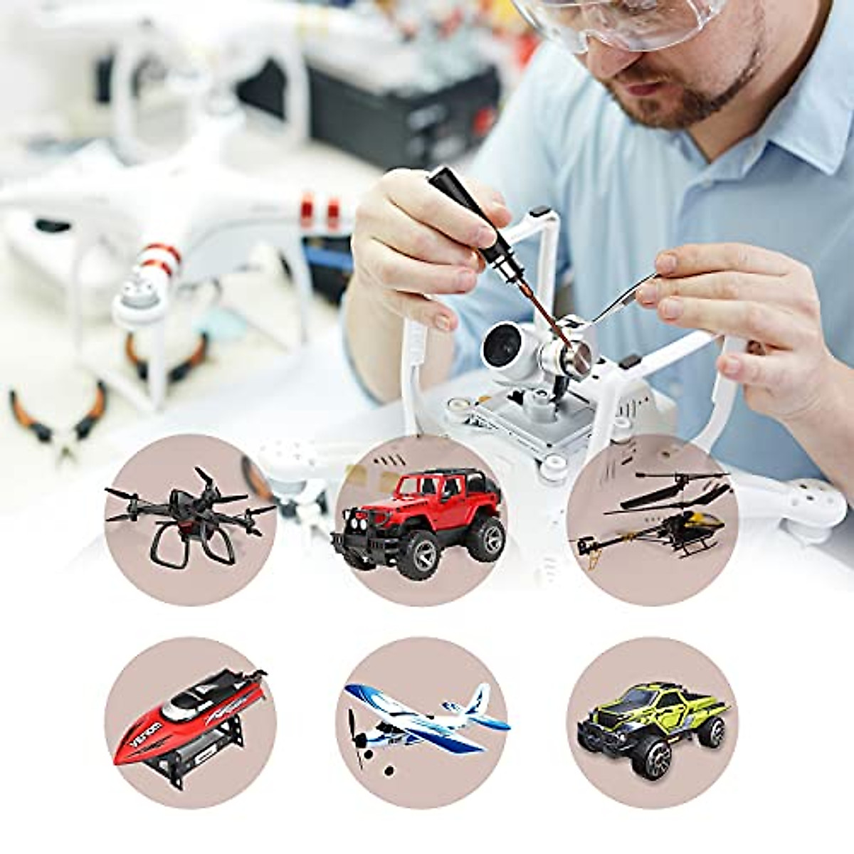 9Pcs RC Car Tool Kit 6 in 1 Hex Screwdriver Set with Tray,Cross Wrench Hobby Repair Tool Kit Compatible with Most of RC Cars Truck Buggy Truggy Racing