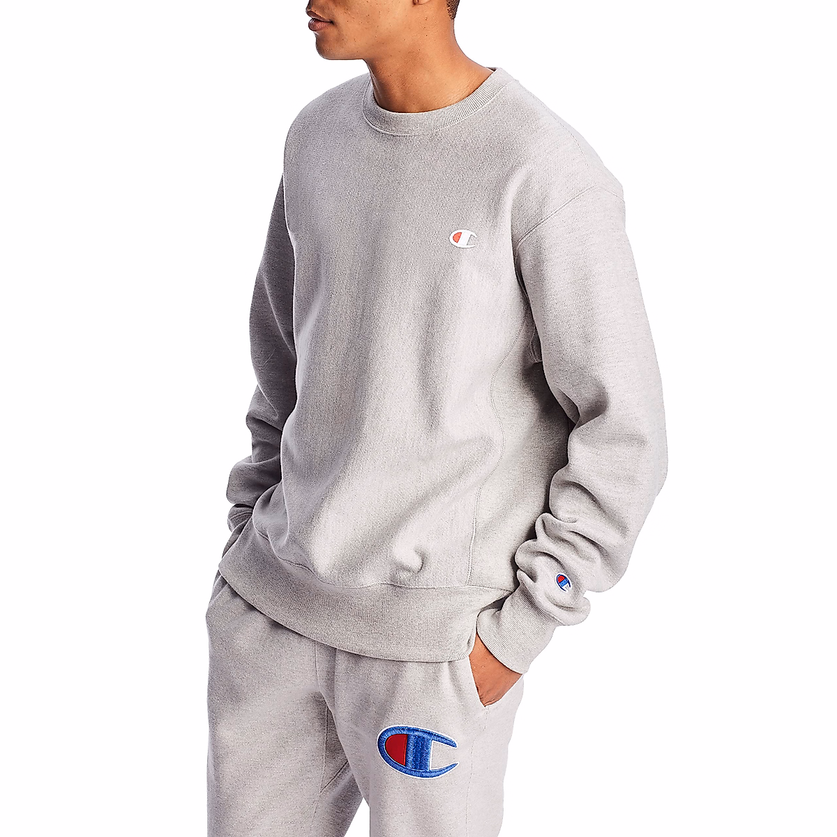 Champion Men's Reverse Weave Sweatshirt, Oxford Gray, Large