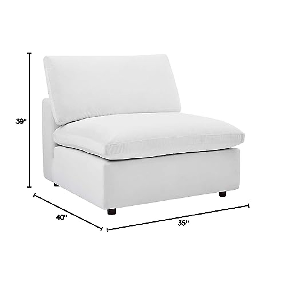 Modway Commix Down-Filled Overstuffed Performance Velvet Sectional Sofa Armless Chair