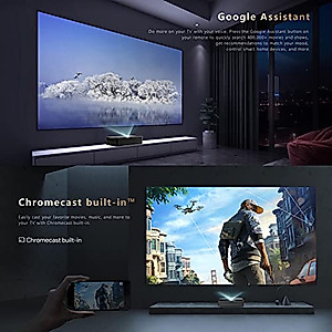 Kaya Projector, ChiQ B8U Lazer TV Projector | Native 4K Ultra HD | 0.21 Ultra Short Throw | RGB+ Color Wheel 2300 ANSI Lumens | Dolby Audio Hi-Fi Speaker | Android TV Global Version OS