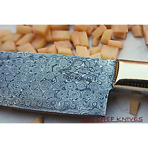 (6 7/18) DKC-533-DS-BL Grand Master Chef Knife Blue Handle Damascus Steel DKC Knives 16.8 oz 12" Long 7.5" Blade (Blue Handle Damascus Blade)