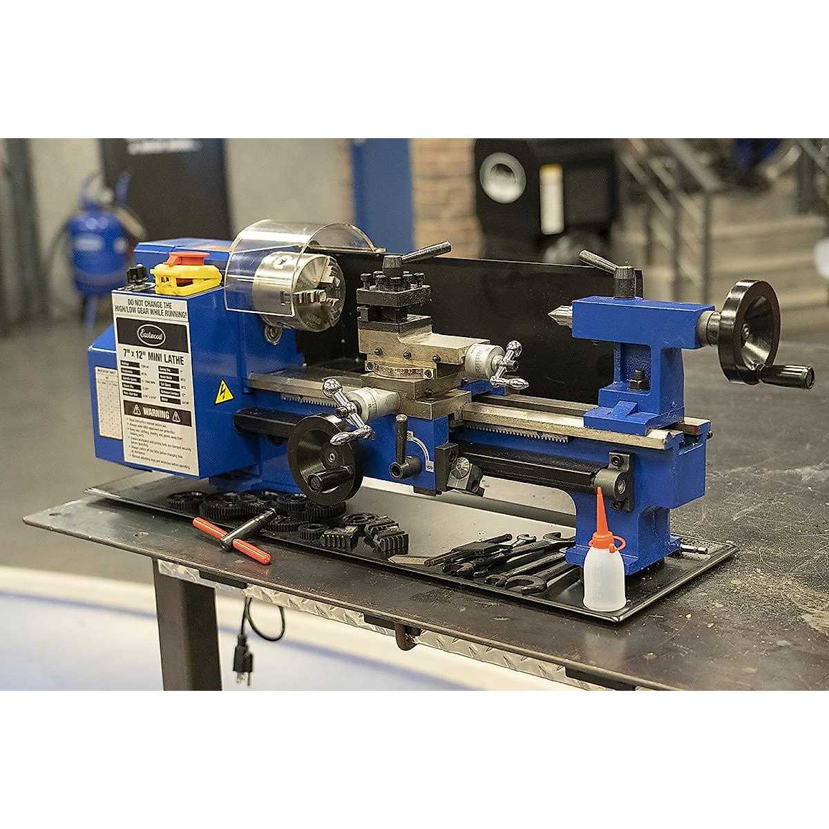 Eastwood Benchtop Metal Lathe 7 inch x 12 inch | Mini Metal Lathe Variable Speed 0-2500 RPM, Mini Lathe with 3-jaw Chuck | Benchtop Metal Lathe, Drilling Machine for Various Types of Metal Turning