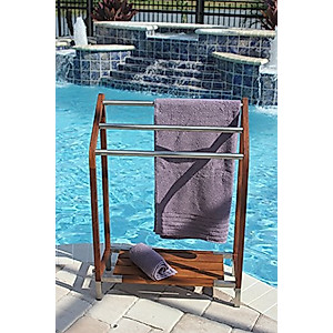 AquaTeak Sula Teak & Stainless Steel Towel Stand