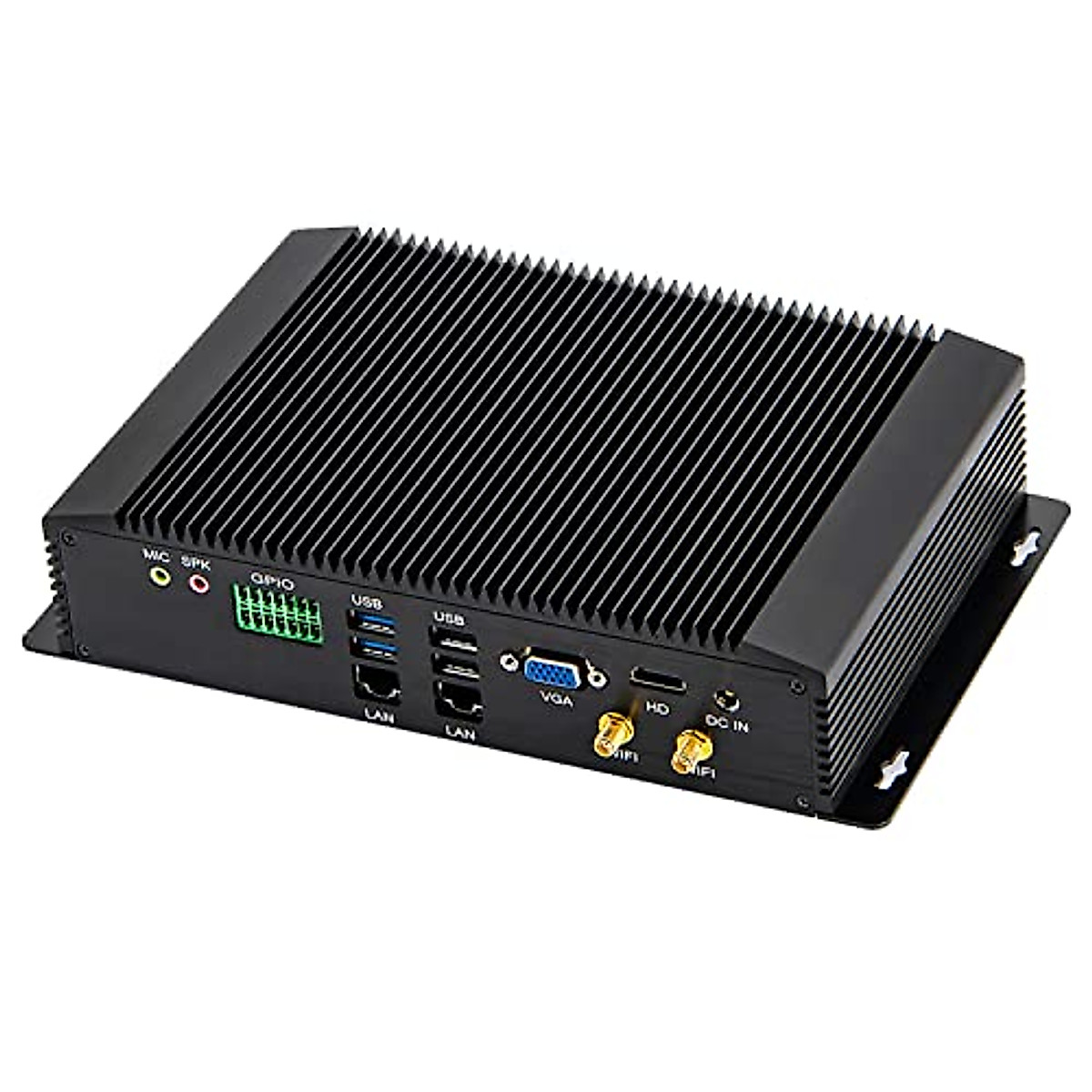 HUNSN Industrial PC, Fanless Mini Computer, IPC, Windows 11 or Linux Ubuntu, 4G, WOL, Watchdog Supported, Intel I5 8250U 8260U, IM06, 2 x LAN, GPIO, 6 x COM RS232 422 485, 8G RAM, 128G SSD