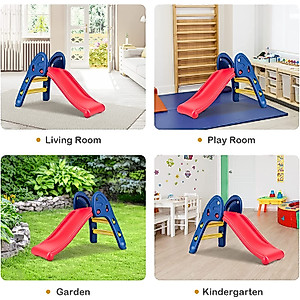 Fireflowery Toddler Slide, ASTM Approved, PE Folding Baby Slide, Freestanding Climber for Indoor, Outdoor, Pool, Ball Pit, Easy Set Up, Kids Slide for Toddlers 1-3, 43.5''L*15.5''W*27.5''H