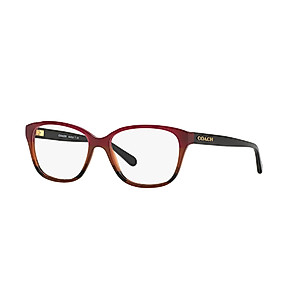 Coach HC6103 Prescription Eyewear Frames, Burgundy Tortoise Gradient/Demo Lens, 54 mm