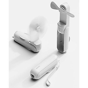 Gaiatop Portable Foldable Small Fan, Mini Hand Held Fan with USB Rechargeable 2000mAh Battery, Eyelash Fan for Girls, Travel For Women, Outdoor, White