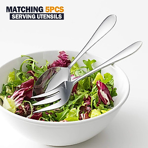 HaWare 65-Piece Silverware Set with Serving Utensils, Stainless Steel Flatware Cutlery Set for 12, Fancy Tableware Eating Utensils for Home Kitchen Restaurant Hotel, Mirror Polished, Dishwasher Safe