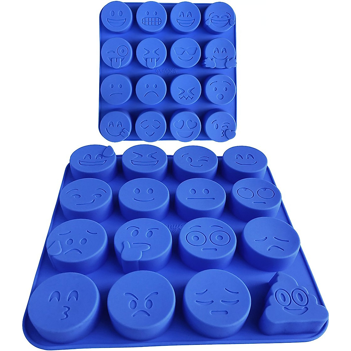 Jumbo Sized Silicone Emoji Molds - 32 Cavity 2 Pack Set by PennyCo Kitchen