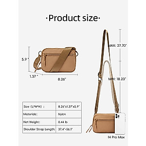 WESTBRONCO Small Crossbody Bags for Women Nylon with Adjustable Strap, Mini Crossbody Purse, Fahion Shoulder Bag for Traveling Workout Brown