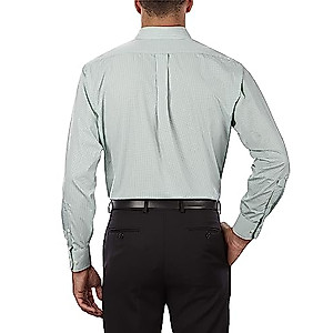 Van Heusen Men's Regular Fit Gingham Button Down Collar Dress Shirt, Green Chicory, Large