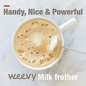 Morem WEEVY - Premium Milk Frother Handheld for Coffee, Latte, Matcha, Protein Shakes and More! Easy-to-use Hand mixer with stainless Steel Mini Whisk - No Stand Needed for Convenient Use Anywhere!