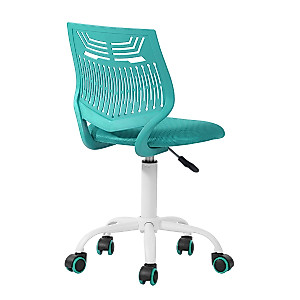 HOTATA Kids Desk Chair, Children Study Swivel Chair with Adjustable Height, Lumbar Support, Rolling Castor, Mesh Seat, Ergonomic Boys and Girls Task Student Chair for 5-12 Years Old Kids, Aqua