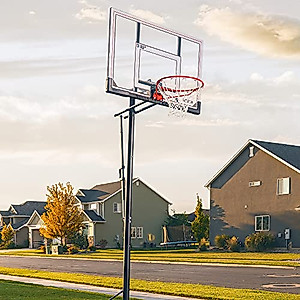 Lifetime 51544 Front Court Portable Basketball System, 50 Inch Shatterproof Backboard and Spalding Street Outdoor Basketball 29.5"