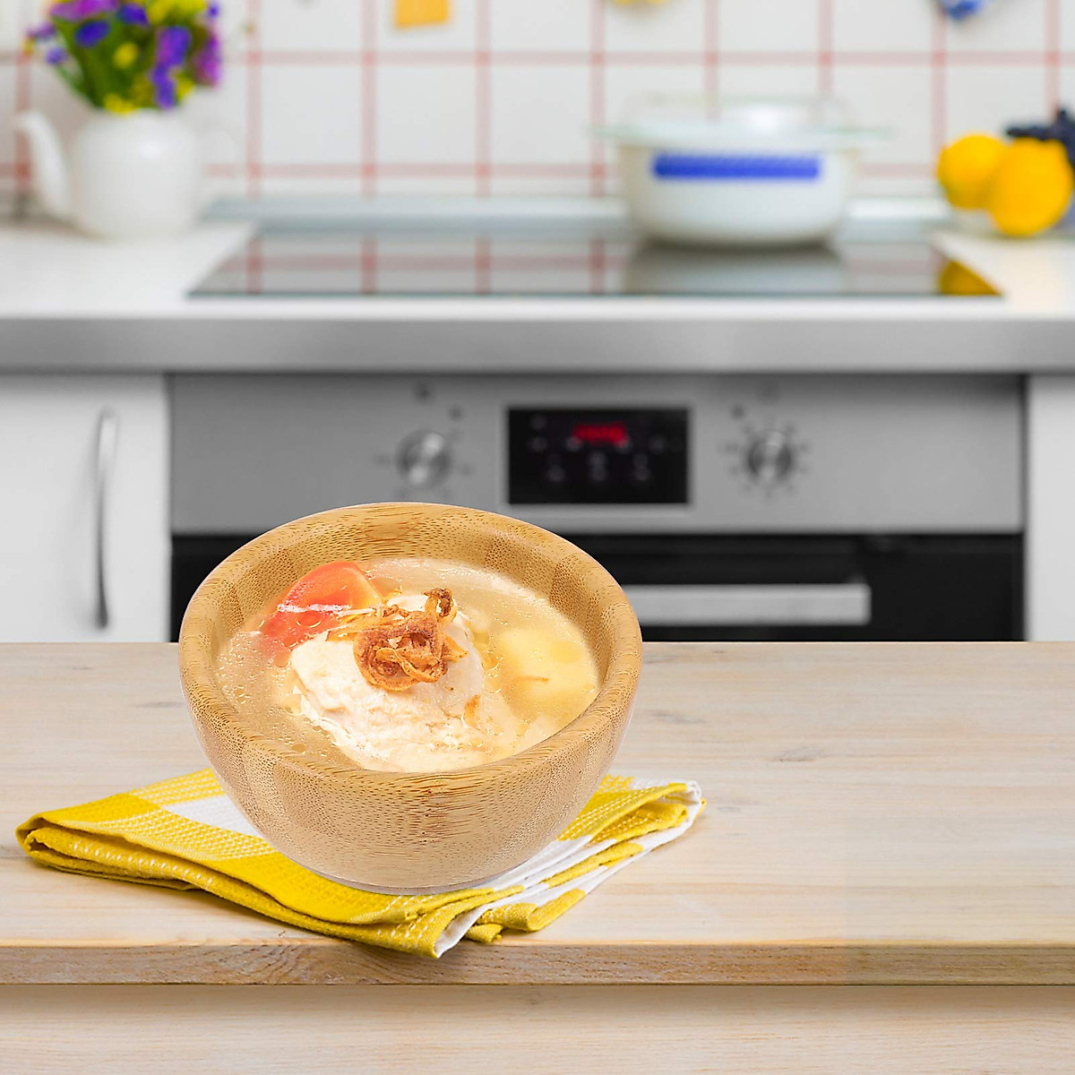 Hemoton Wooden Tray Salad Bowl Child Dried Fruit Food Bowl Bamboo Flatware