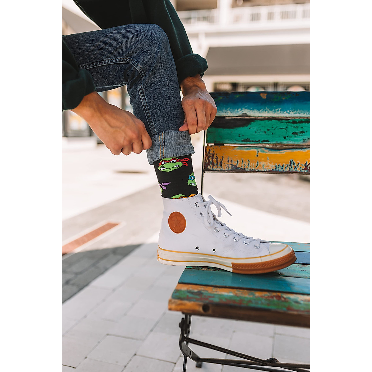 Cool Socks Retro TMNT Teenage Mutant Ninja Turtles, Novelty Crew Socks for Men