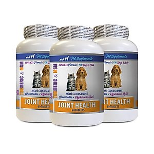 cat Joint Pain Relief - PET Joint Health - Dogs and Cats - Turmeric and MSM - Increase Mobility - Decrease Inflammation - Premium - cat glucosamine chondroitin - 3 Bottles (180 Tablets)