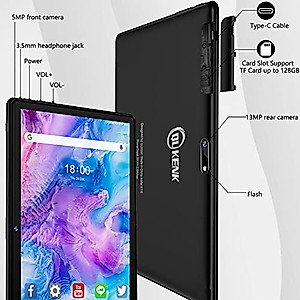 2023 Newest Tablet 10 Inch, Android 11 Tablet Newest Quad-core Processor, 2 in 1 Tablet with Keyboard, 64GB ROM + 4GB RAM Storage, 128GB Expandable, 5G WiFi, Bluetooth, GPS, 1280 * 800 HD Display