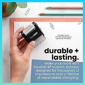 Custom Self-Inking Stamp - Up to 3 Lines - 11 Color Choices and 17 Font Choices