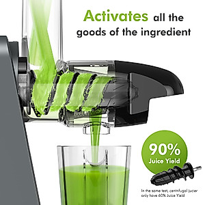 Cold Press Juicer, Juicer Machine for Vegetable and Fruit, Masticating Juicer Machine with 2 Speed Modes & Reverse function, Celery Juicer with Quiet Motor, Easy to Clean with Brush, Non-BPA