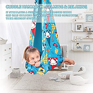 Gumatea Sensory Swing for Kids and Adults Indoor Therapy Swing for Autistic Children Cuddle Swing Christmas Pattern Kids Hammock Swing with Autism , ADHD, Aspergers, Sensory Integration
