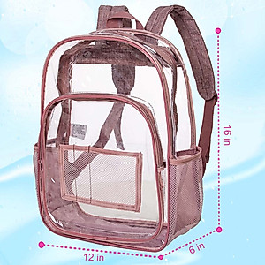 gxtvo Clear Backpack, Heavy Duty Transparent Bookbag, See Through Backpacks for Women - Pink