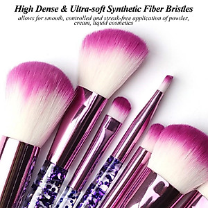 Kingtree Makeup Brush Set, 10PCS Stylish Glitter Handle Makeup Brushes Professional Face Powder Foundation Blending Blush Eye Shadow Cosmetic Brushes for Girls