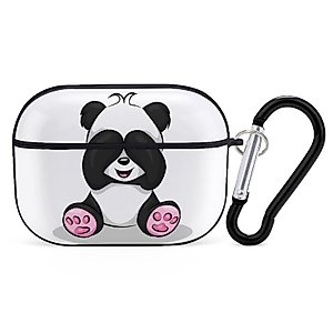 Lovely Cute Panda Print Airpods Pro Case with Key Chain Full Protective Durable Shockproof Wireless Headphone Case PC Hard Case Cover for Apple AirPods Pro Case 2nd/1st Generation