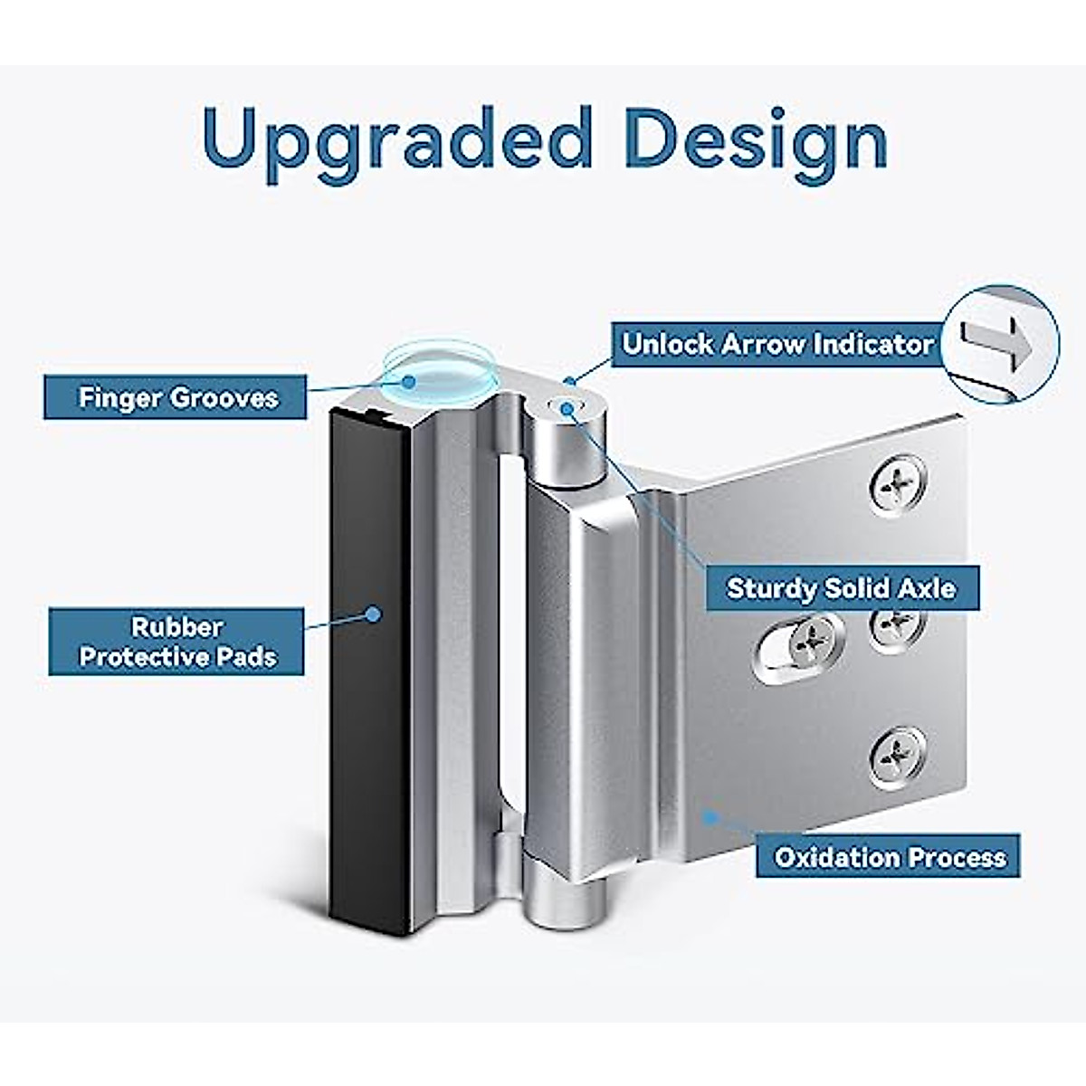 Lvyesea 3Pcs Door Reinforcement Lock, Door Locks for Kids Safety, Door Safety Locks from Inside, Withstand 800lbs Force - Enhance Home Security, Door Lock Security, Aluminum Construction (Silver)